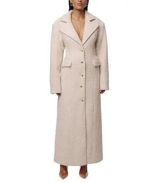 JLUXLABEL Textured Full-length Coat With Notched Lapel