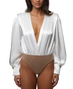 JLUXLABEL Satin Radiance Bodysuit - White