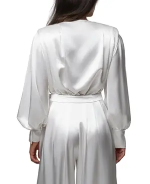JLUXLABEL Satin Radiance Bodysuit - White