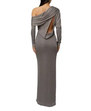 JLUXLABEL Drape And Shine Maxi Dress - Silver