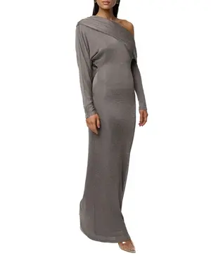 JLUXLABEL Drape And Shine Maxi Dress - Silver