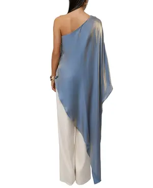 JLUXLABEL Cher Iridescent One-shoulder Top With Asymmetrical Hem