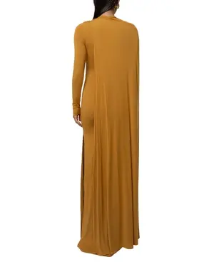 JLUXLABEL Draped Elegance Cape Maxi Dress - Gold
