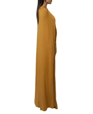 JLUXLABEL Draped Elegance Cape Maxi Dress - Gold
