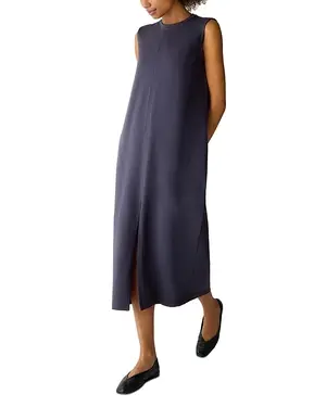 Eileen Fisher Pima Cotton Crewneck Dress - Ink