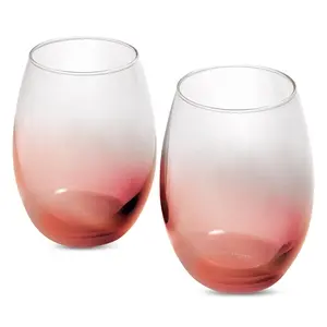 ANNA NEW YORK Talianna Ombre Stemless Wine Glasses, Set Of 2 - Pink