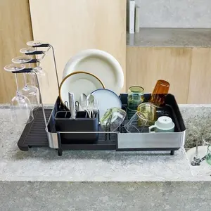 JOSEPH JOSEPH Extend Steel Plus Expandable Dish Rack With Wine Glass Holder