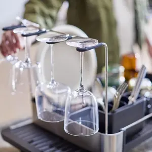 JOSEPH JOSEPH Extend Steel Plus Expandable Dish Rack With Wine Glass Holder
