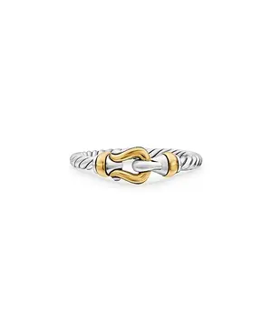 David Yurman Petite Buckle Ring With 18k Yellow Gold - Silver/gold