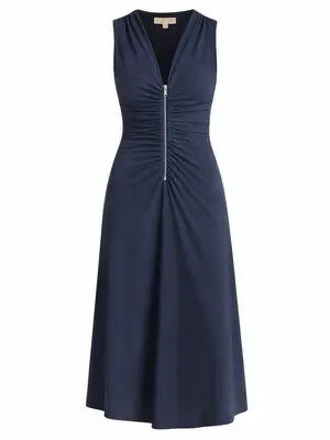 Michael Kors Midi Dress With Zipper - Blue