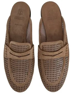 Brunello Cucinelli Sparkling Net Mules - Buff