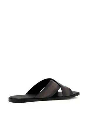 Magnanni Criss Cross Leather Sandals - Grey
