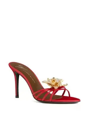 GIUSEPPE ZANOTTI Orchid Crystal Open-toe Sandals - Red
