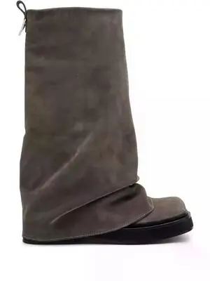 Attico Robin Suede Combat Boots - Grey
