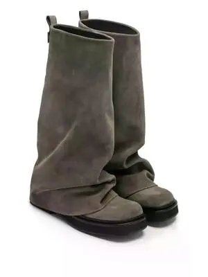Attico Robin Suede Combat Boots - Grey