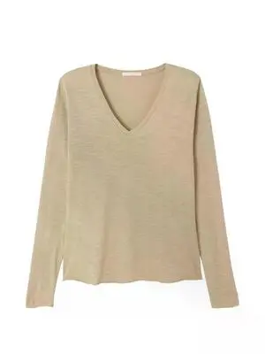 American Vintage Jacksonville Long-sleeve V-neck T-shirt - Neutrals