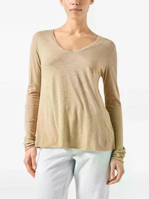 American Vintage Jacksonville Long-sleeve V-neck T-shirt - Neutrals