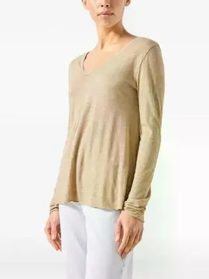 American Vintage Jacksonville Long-sleeve V-neck T-shirt - Neutrals