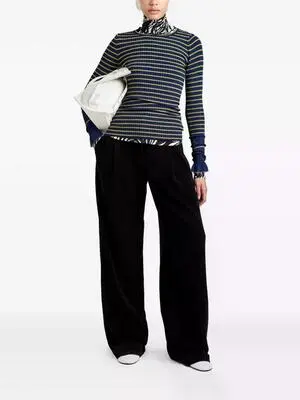 Proenza Schouler White Label Striped Ruffled Sweater - Blue