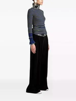 Proenza Schouler White Label Striped Ruffled Sweater - Blue