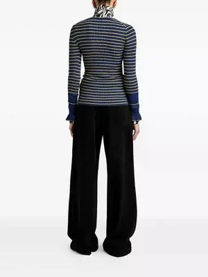 Proenza Schouler White Label Striped Ruffled Sweater - Blue