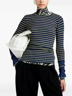 Proenza Schouler White Label Striped Ruffled Sweater - Blue
