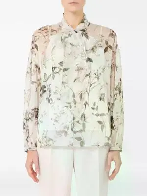 Max Mara Floral Bow Blouse