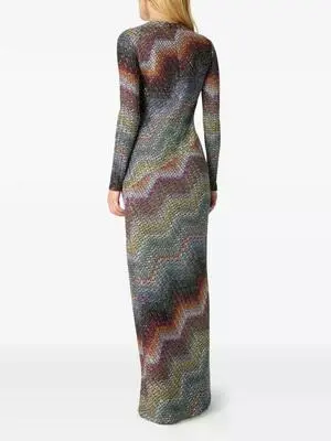 Missoni Zigzag Pattern Long-sleeved Maxi Dress