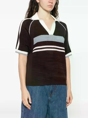 P.a.r.o.s.h Striped V-neck T-shirt - Brown