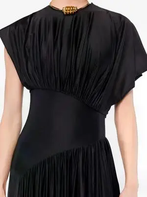 Rabanne Satin Ruching Dress - Black