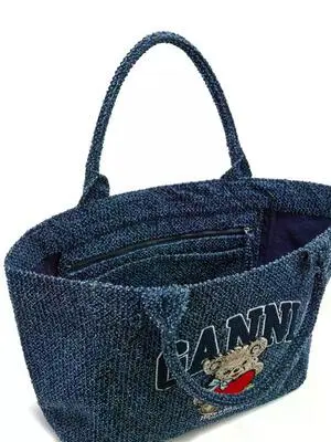 GANNI Medium Denim Graphic Tote Bag