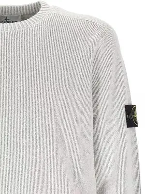 Stone Island Compass Logo Ribbed Sweater - Grey