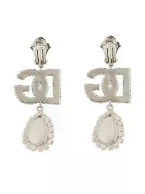 Dolce & Gabbana Dg Logo Crystal-embellished Clip-on Drop Earrings