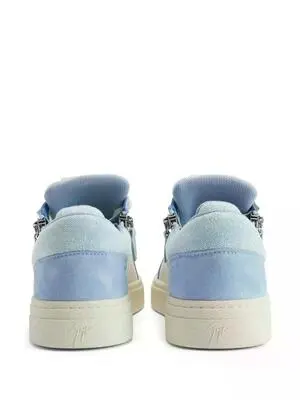 GIUSEPPE ZANOTTI Zip-detail Washed Denim Sneakers - Blue