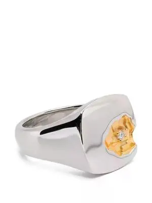 Tom Wood Mined Diamond Signet Ring - Silver
