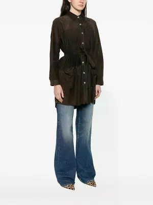 GIORGIO BRATO Paneled Long Sleeve Shirt - Brown