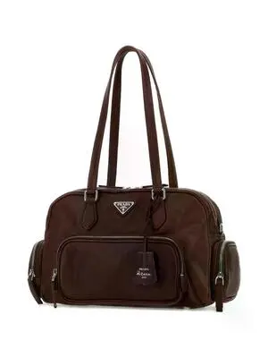 Prada Large Zip Leather Shoulder Bag