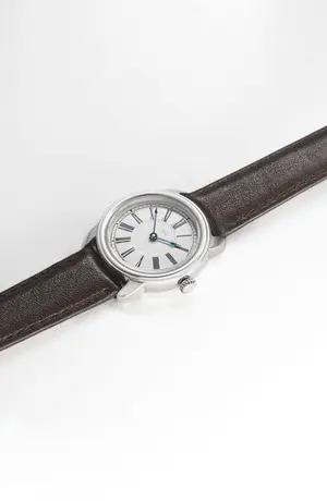 MARCH HARE WATCHES Vintage Inspired Watch - Silver Watch - Espresso Strap