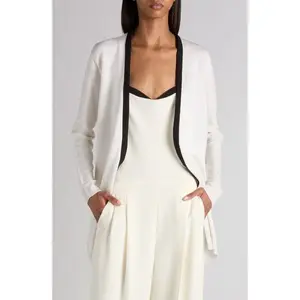 TOM FORD Open Front Cardigan With Contrast Trim - Sugar