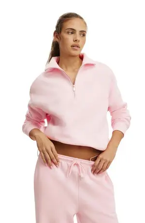 Cotton:on Active Plush Half Zip Sweatshirt - Cherry Dream