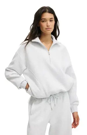 Cotton:on Active Plush Half Zip Sweatshirt - Cloudy Grey Marle