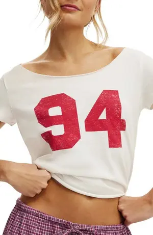 Cotton:on Off The Shoulder Tee - Coconut Milk  Spicy Red  94