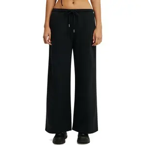 Cotton:on Active Plush Tie Waist Wide Leg Sweatpant - Black
