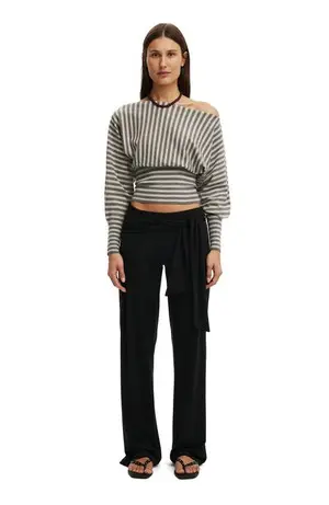 COTTON ON Everfine Ls Batwing Knit - Tonal Grey Stripe