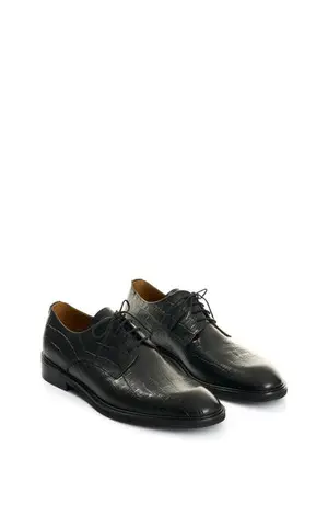 VELEZ Croco Embossed Leather Derby Shoes