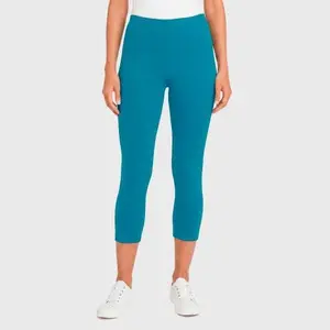 CITY THREADS Soft 100% Cotton Everyday Wear Capri Leggings - Teal