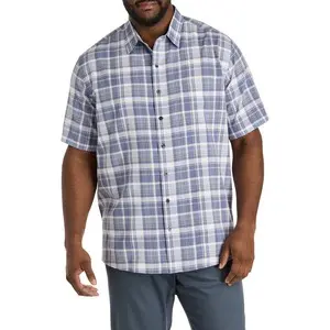 SYNRGY BY DXL Big & Tall Plaid Microfiber Sport Shirt - Blue