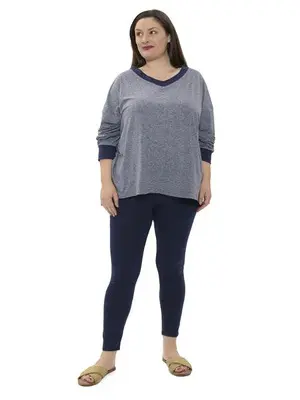 24SEVEN COMFORT APPAREL Two-piece Top And Legging Set - Navy