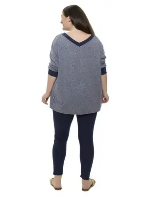 24SEVEN COMFORT APPAREL Two-piece Top And Legging Set - Navy