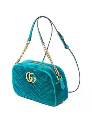 Gucci Gg Marmont Chain Crossbody Bag - Blue